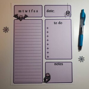 Cute & Spooky Printable Daily Planner Sheet Letter Sized Planner Sheet ...