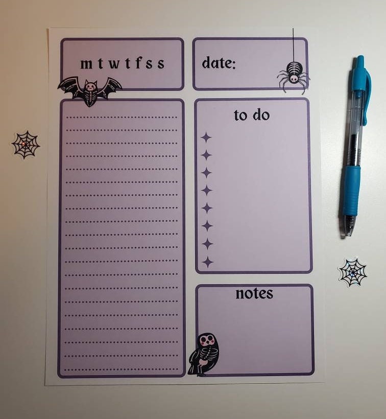Cute & Spooky Printable Daily Planner Sheet Letter Sized | Etsy