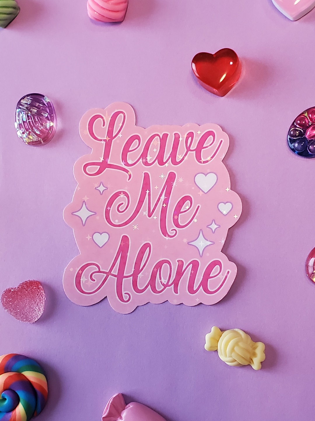 Leave Me Alone Sticker | Cute Sassy Pink Sparkles - Etsy