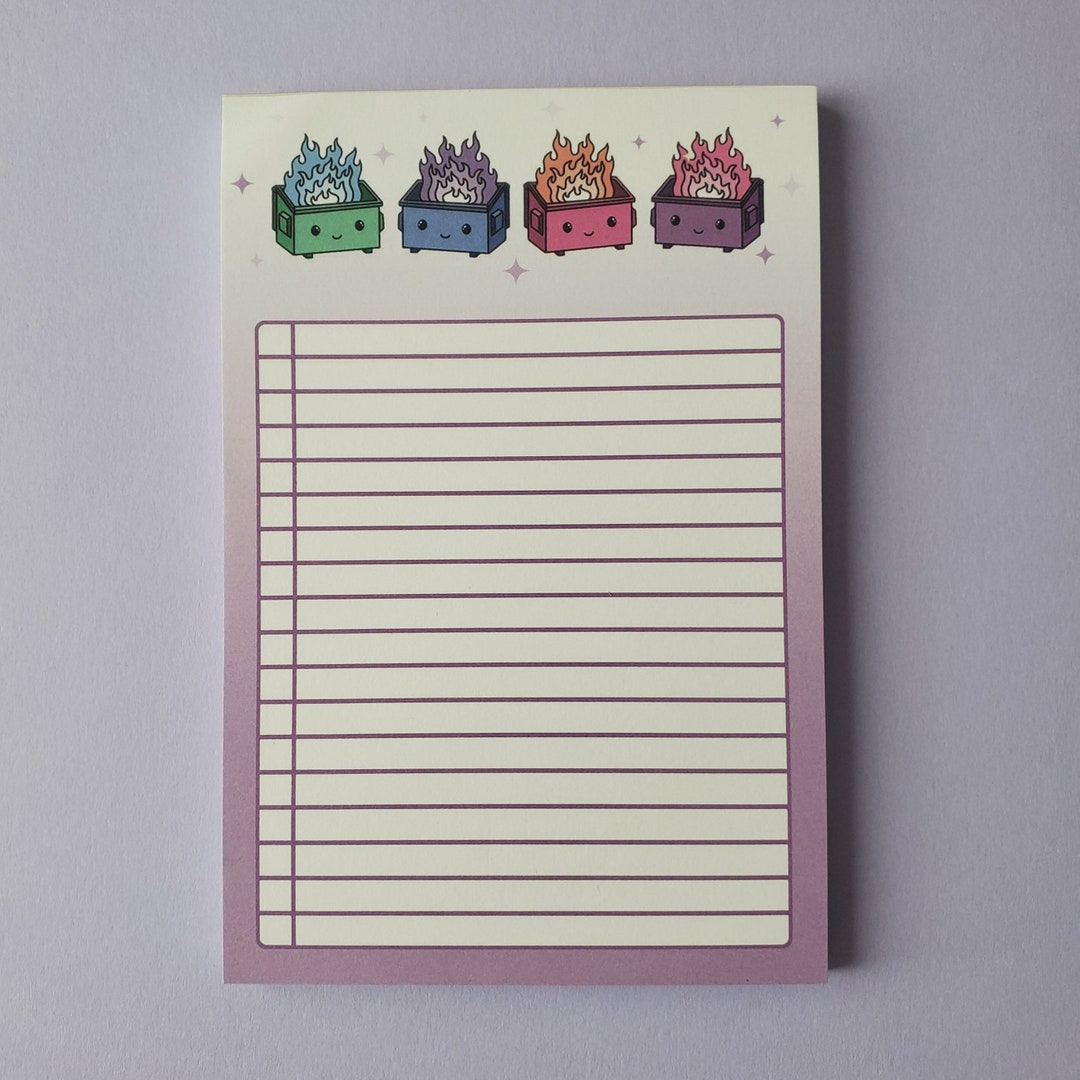 Dumpster Fire Notepad | Multicolor Dumpster Fire to Do List - Etsy