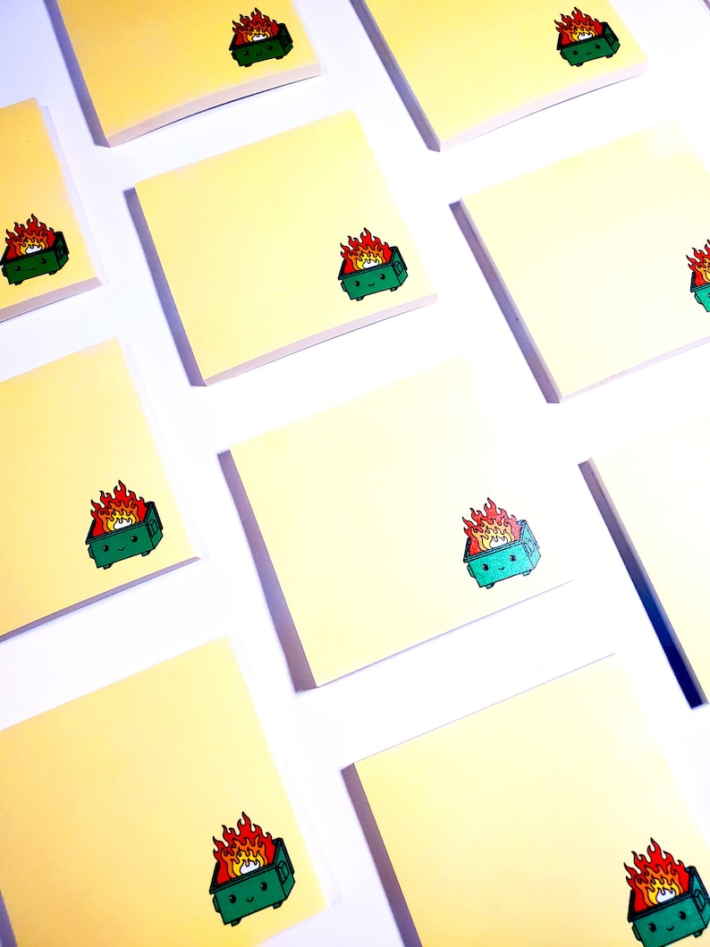 Green Dumpster Fire Sticky Notes Yellow Background Cute - Etsy