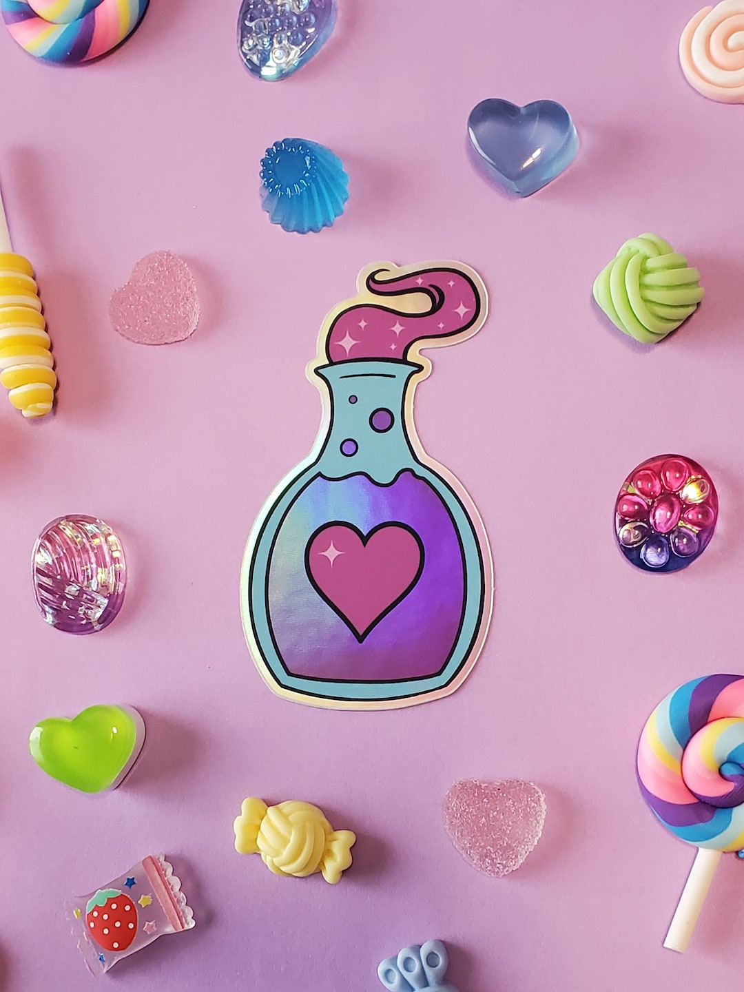 Holographic Love Potion Sticker Cute Potion Bottle Holo - Etsy