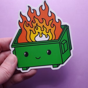Dumpster Fire Magnet | Green Edition Dumpster Fire | Cute Weatherproof ...
