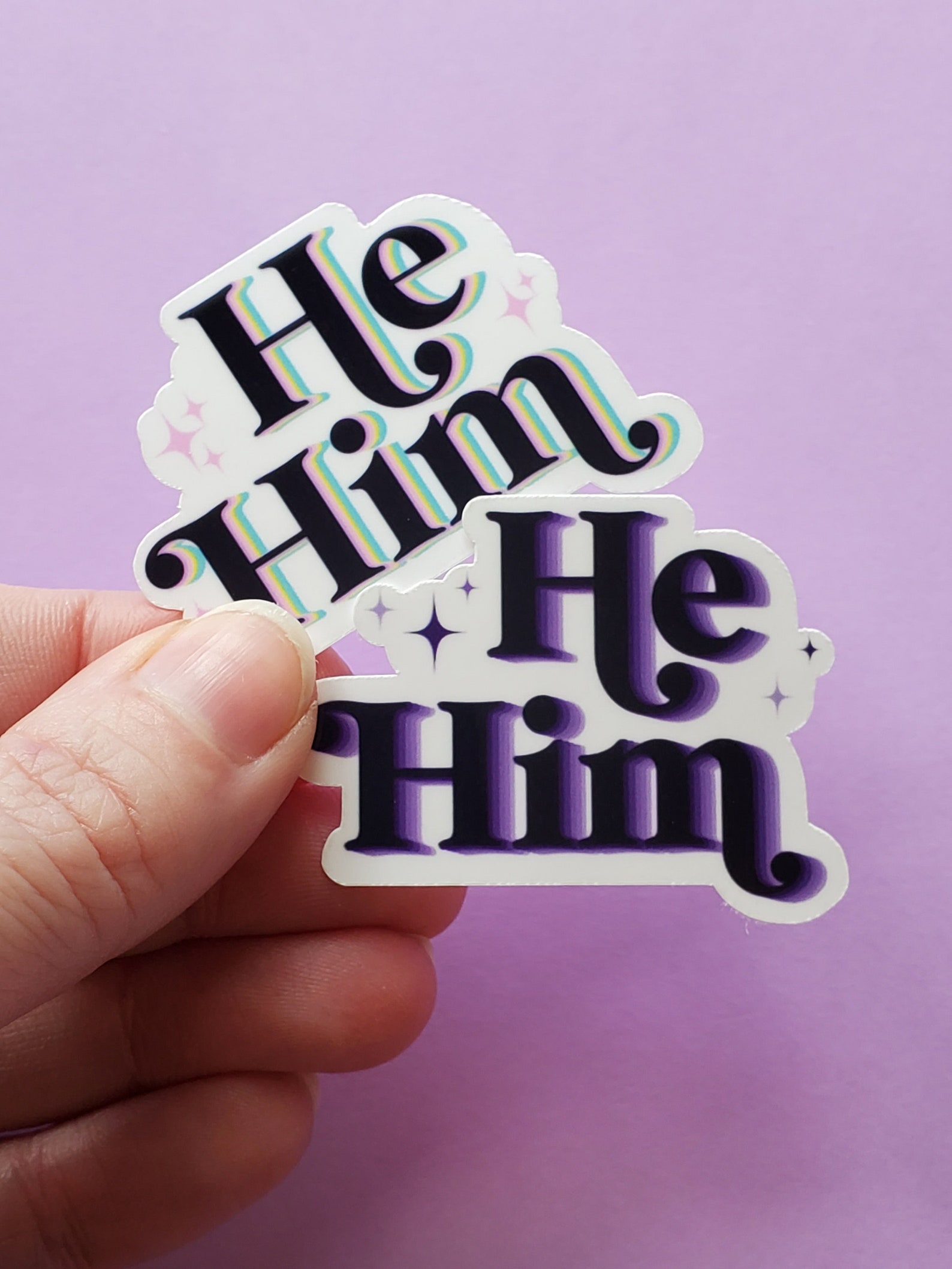 Cute Pronoun Text Stickers | Rainbow and Purple Gradient Pronouns - Etsy
