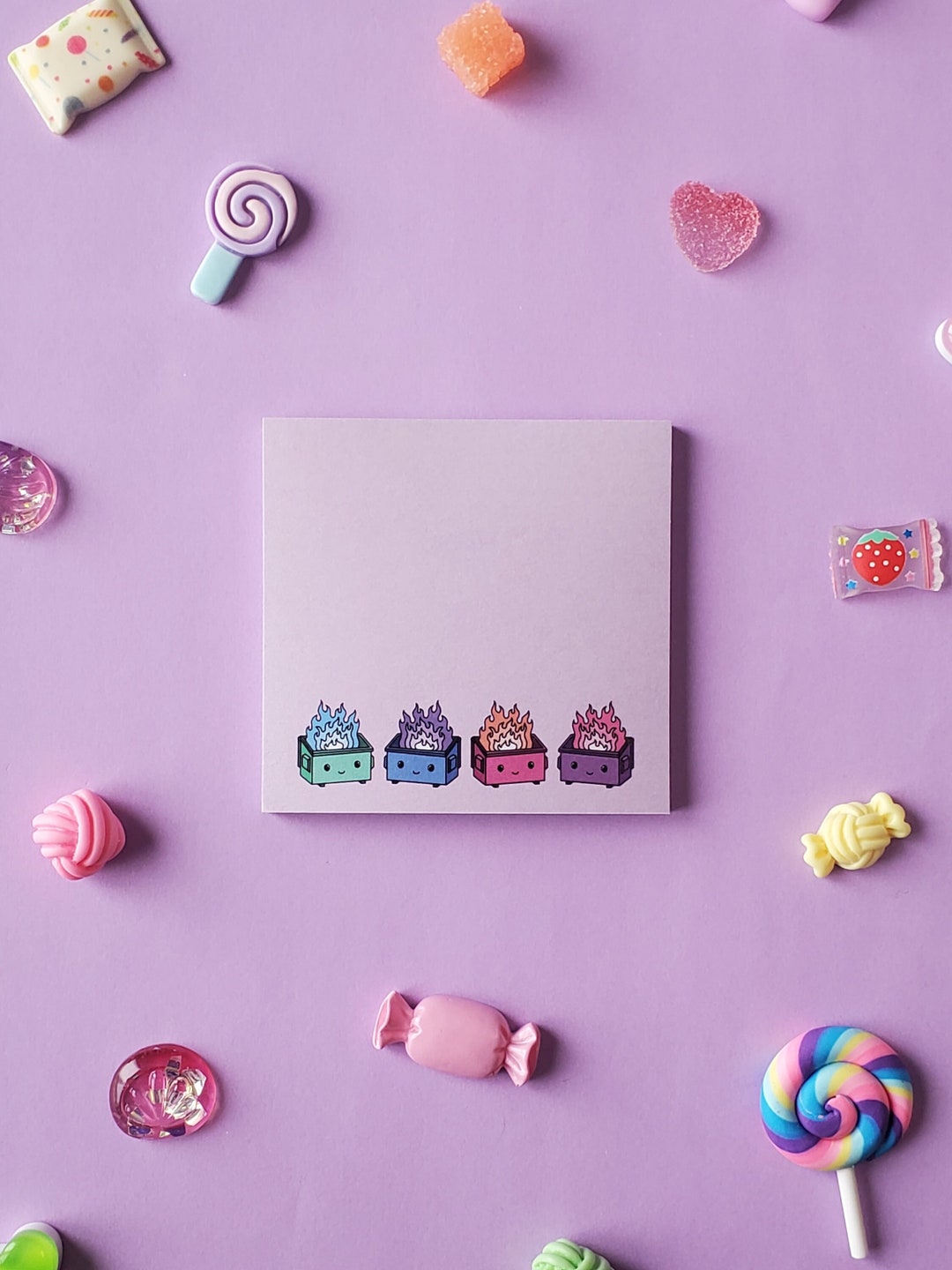 Multicolor Dumpster Fire Sticky Notes Purple Background Cute Pastel ...