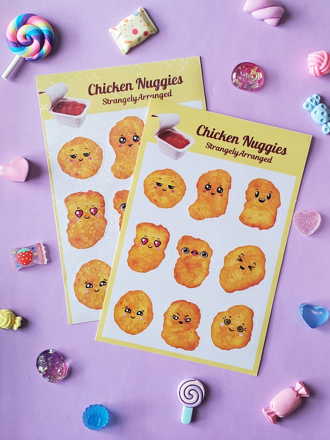 Chicken Nuggies Sticker Sheet Chicken Nugget With Faces Stickers Funny ...