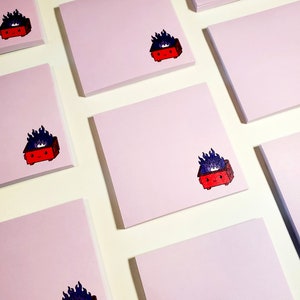 Red Dumpster Fire Sticky Notes | Purple Background | Cute Pastel ...
