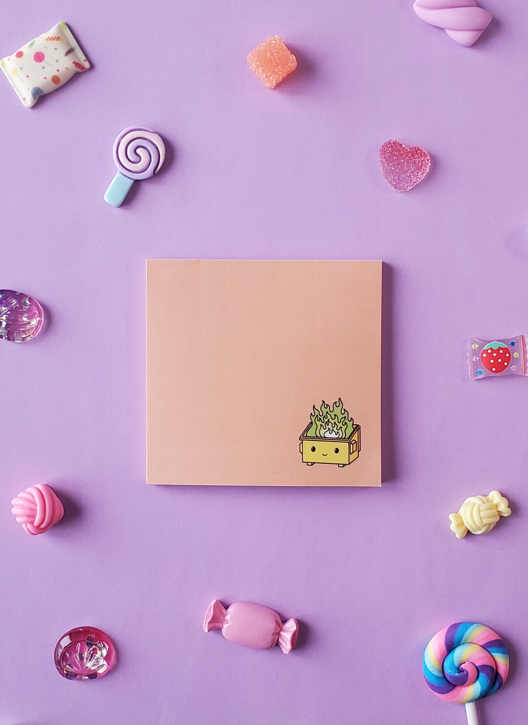 Yellow Dumpster Fire Sticky Notes Orange Background Cute Pastel ...