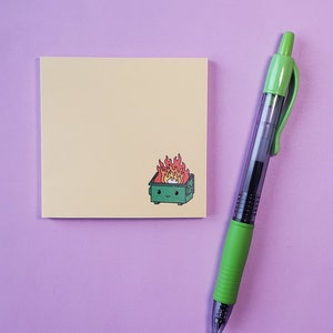 Green Dumpster Fire Sticky Notes Yellow Background Cute Pastel ...