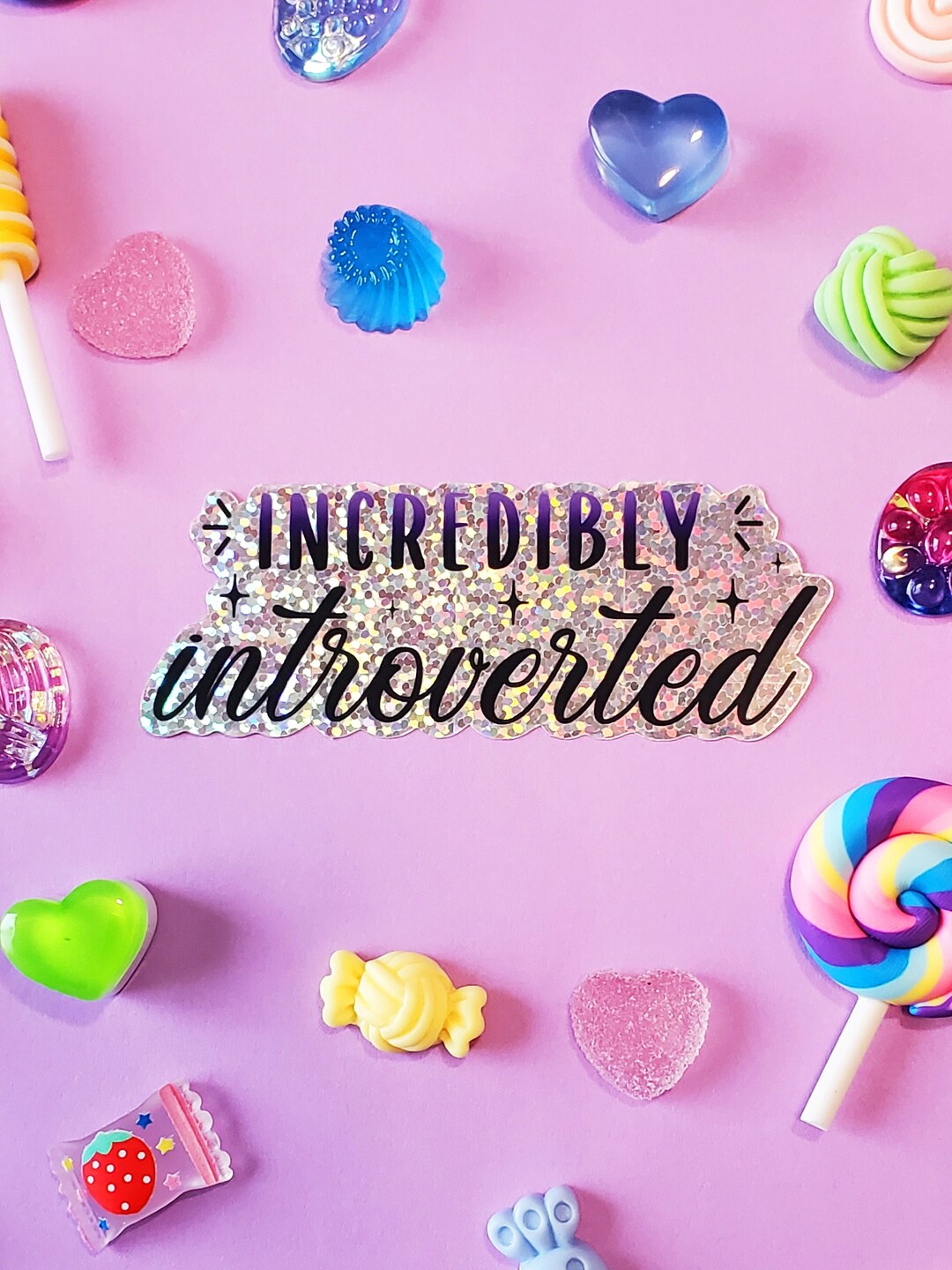 Incredibly Introverted Sticker | Funny Holographic Glitter Sticker ...