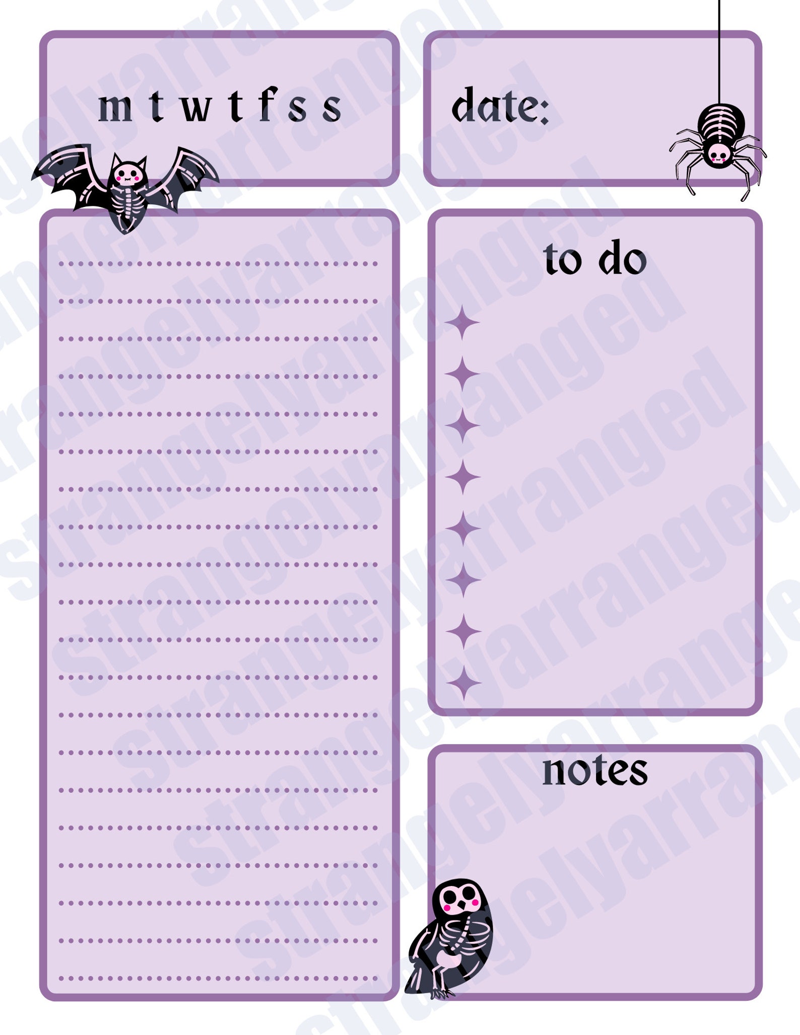 Cute & Spooky Printable Daily Planner Sheet Letter Sized - Etsy