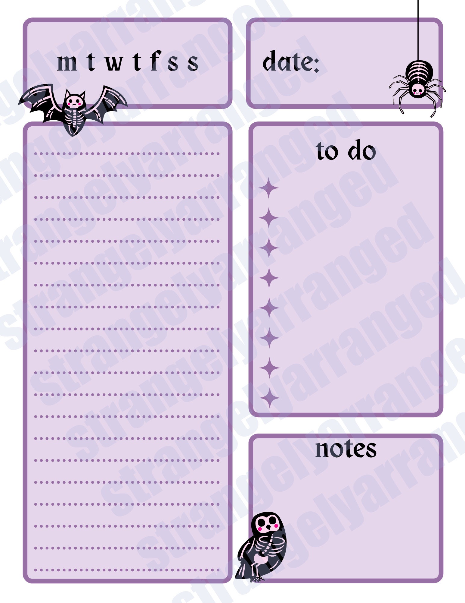 Cute & Spooky Printable Daily Planner Sheet Letter Sized | Etsy