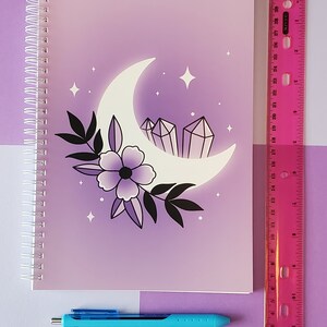 XL Sticker Book | Purple Floral Moon Sticker Collection LARGE Notebook ...