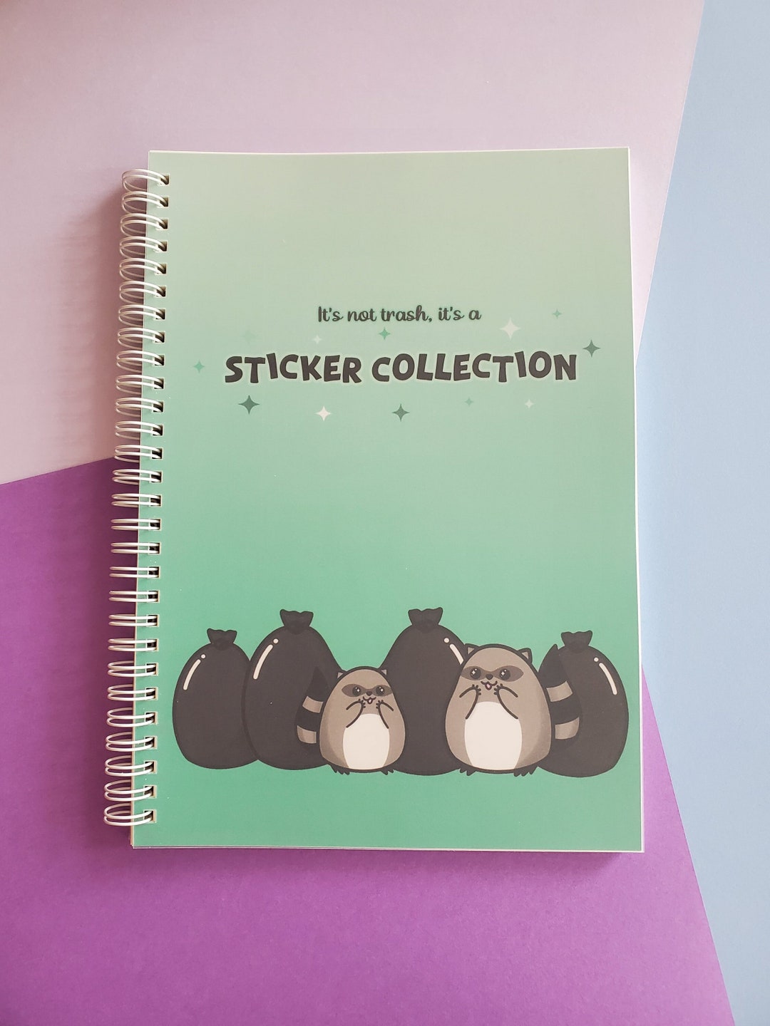 XL Sticker Book Racoon Trash Sticker Collection LARGE Notebook Reusable ...