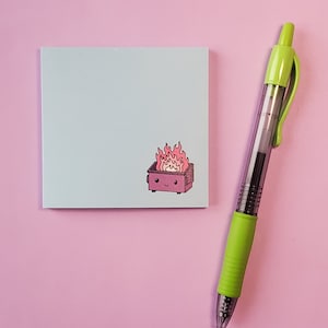 Purple Dumpster Fire Sticky Notes Blue Background Cute Pastel ...