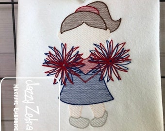 Cheerleader Sketch Machine Embroidery Design - Etsy