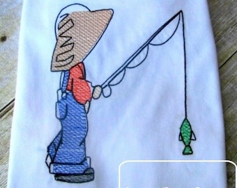 Fishing embroidery | Etsy