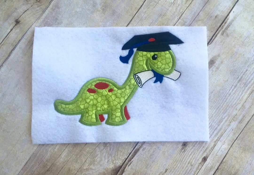 Dinosaur Wearing Graduation Cap With Diploma Appliqué Machine ...