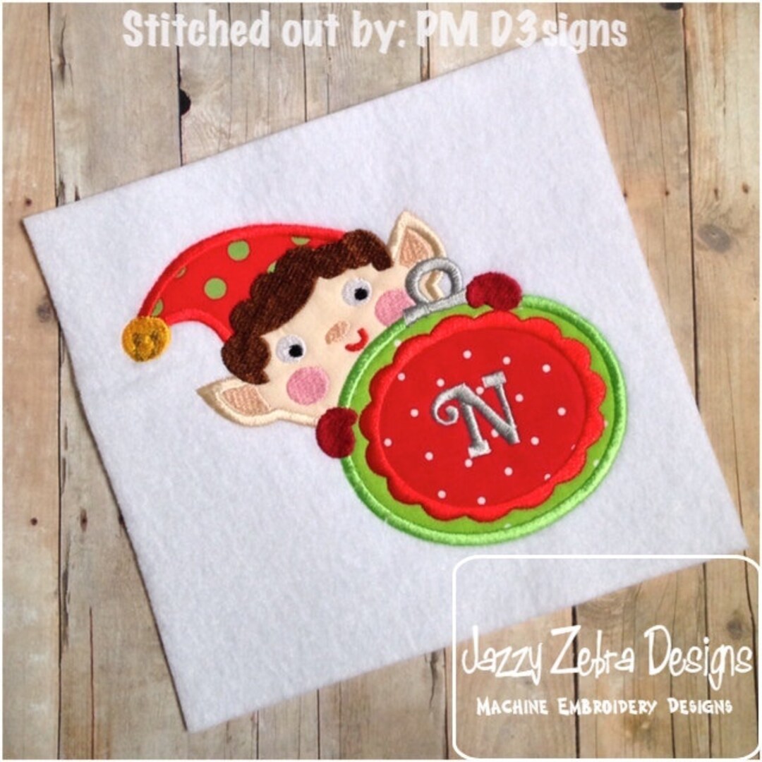 Christmas Elf Monogram Frame Applique Machine Embroidery Design - Etsy
