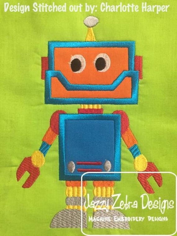 Robot Applique Machine Embroidery Design - Etsy