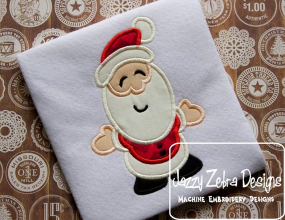 Santa Applique Machine Embroidery Design | Etsy