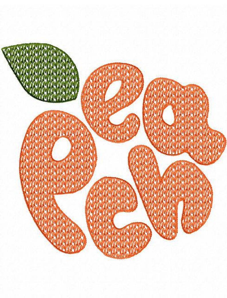 Peach Word Shaped Peach Motif Filled Machine Embroidery Design - Etsy
