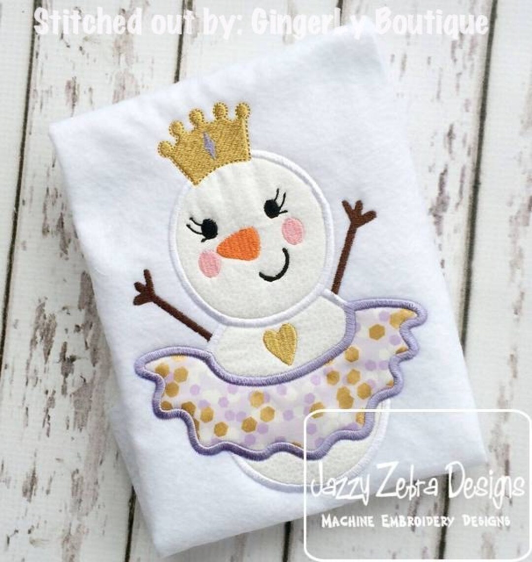 Princess Snowman Appliqué Machine Embroidery Design - Etsy