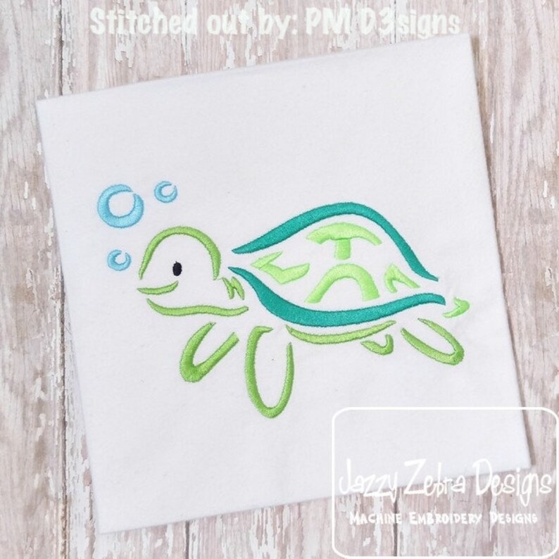 Sea Turtle satin stitch machine embroidery design | Etsy