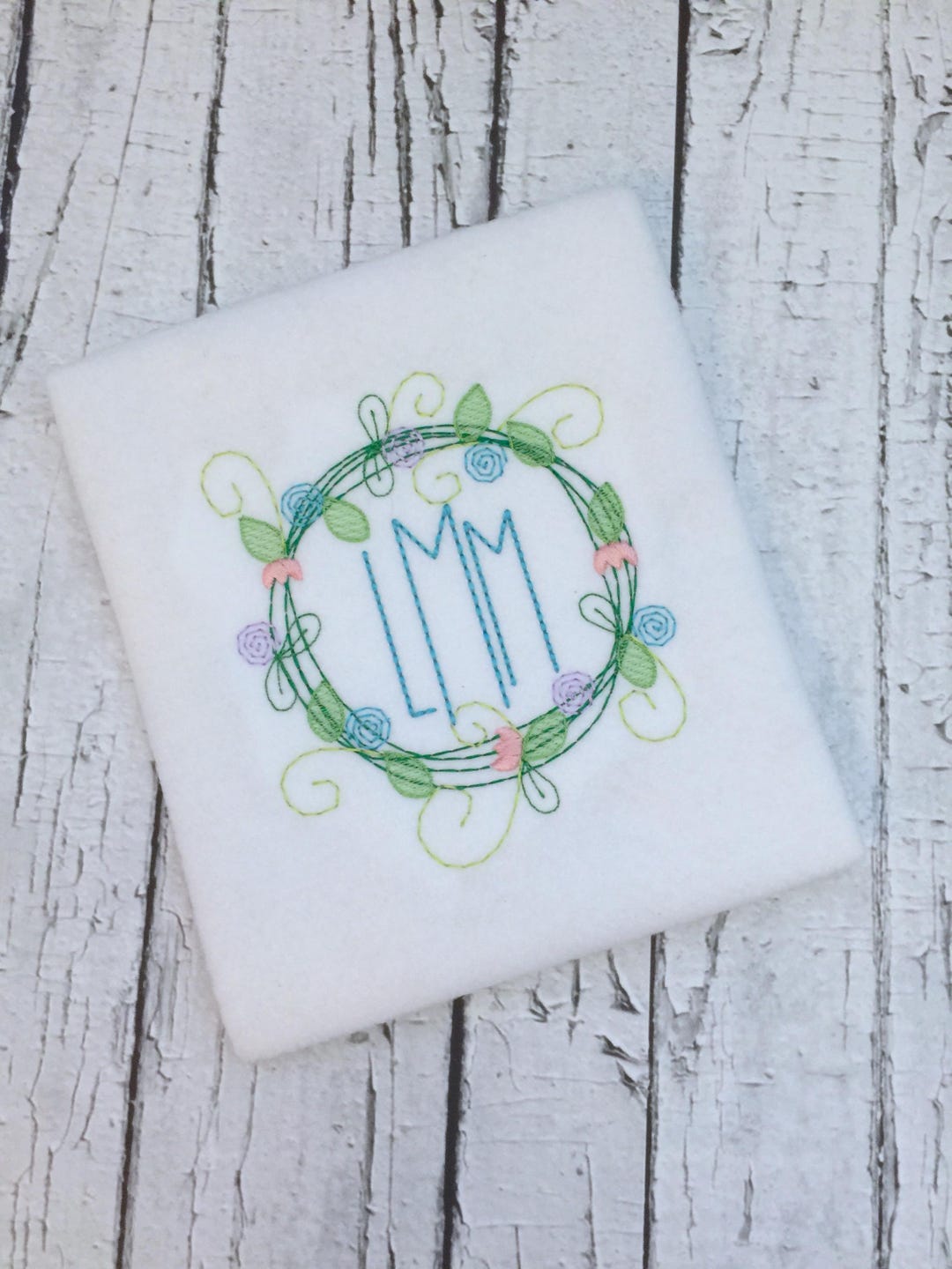 Flower Wreath Frame Machine Embroidery Design - Etsy