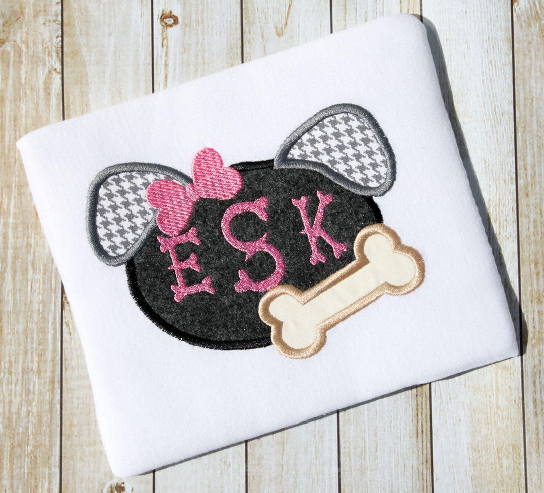 Girl Dog Monogram Frame Applique Machine Embroidery Design - Etsy