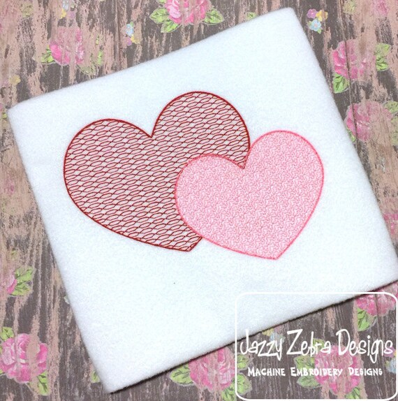 Double Hearts Motif Filled Machine Embroidery Design | Etsy