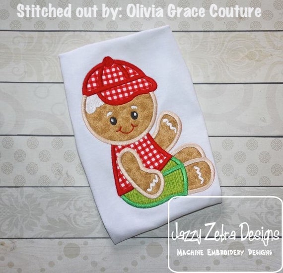 Gingerbread Boy Wearing Baseball Cap Appliqué Machine - Etsy