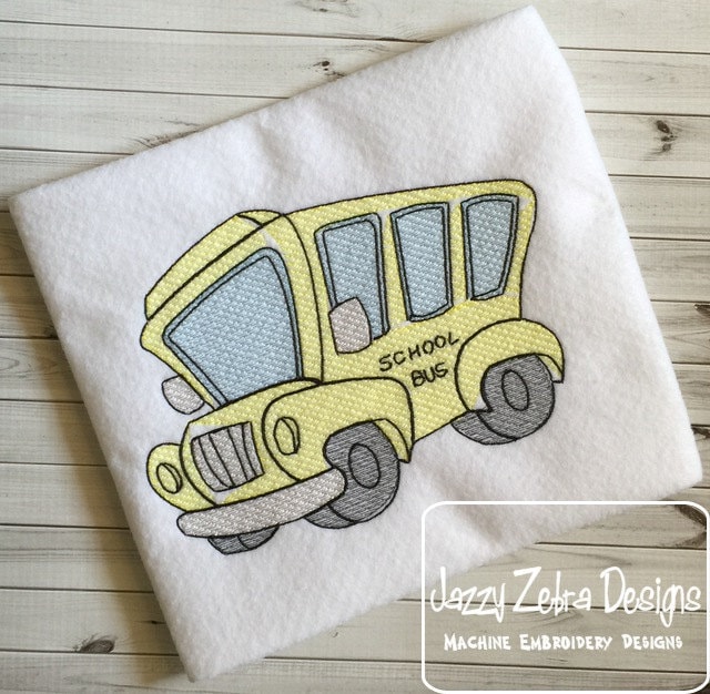 School Bus Sketch Machine Embroidery Design - Etsy