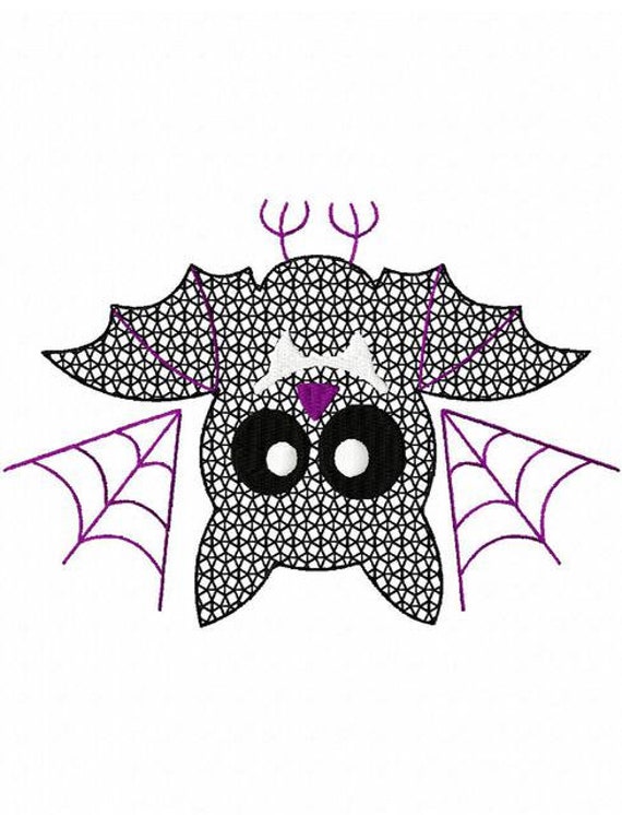 Hanging Bat Motif Filled Machine Embroidery Design | Etsy