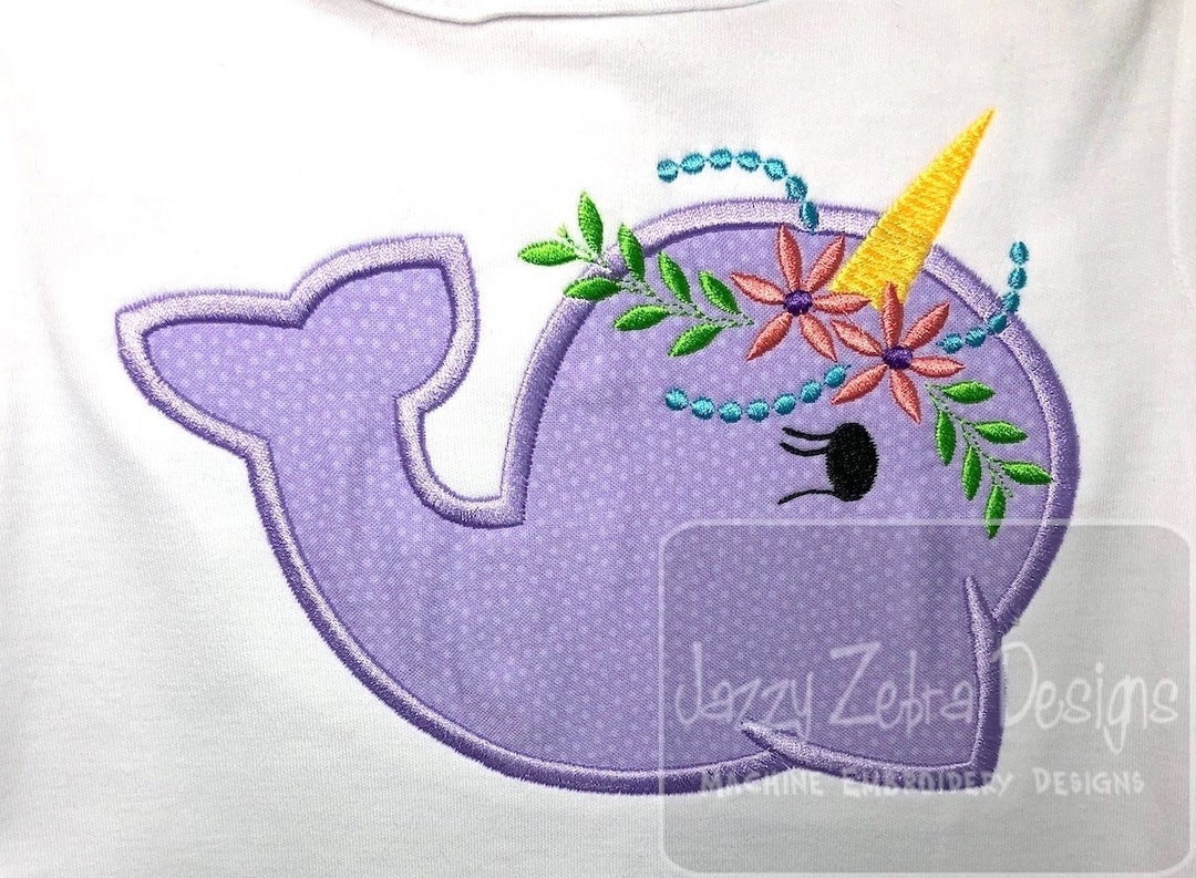 Spring Narwhal Applique Machine Embroidery Design - Etsy