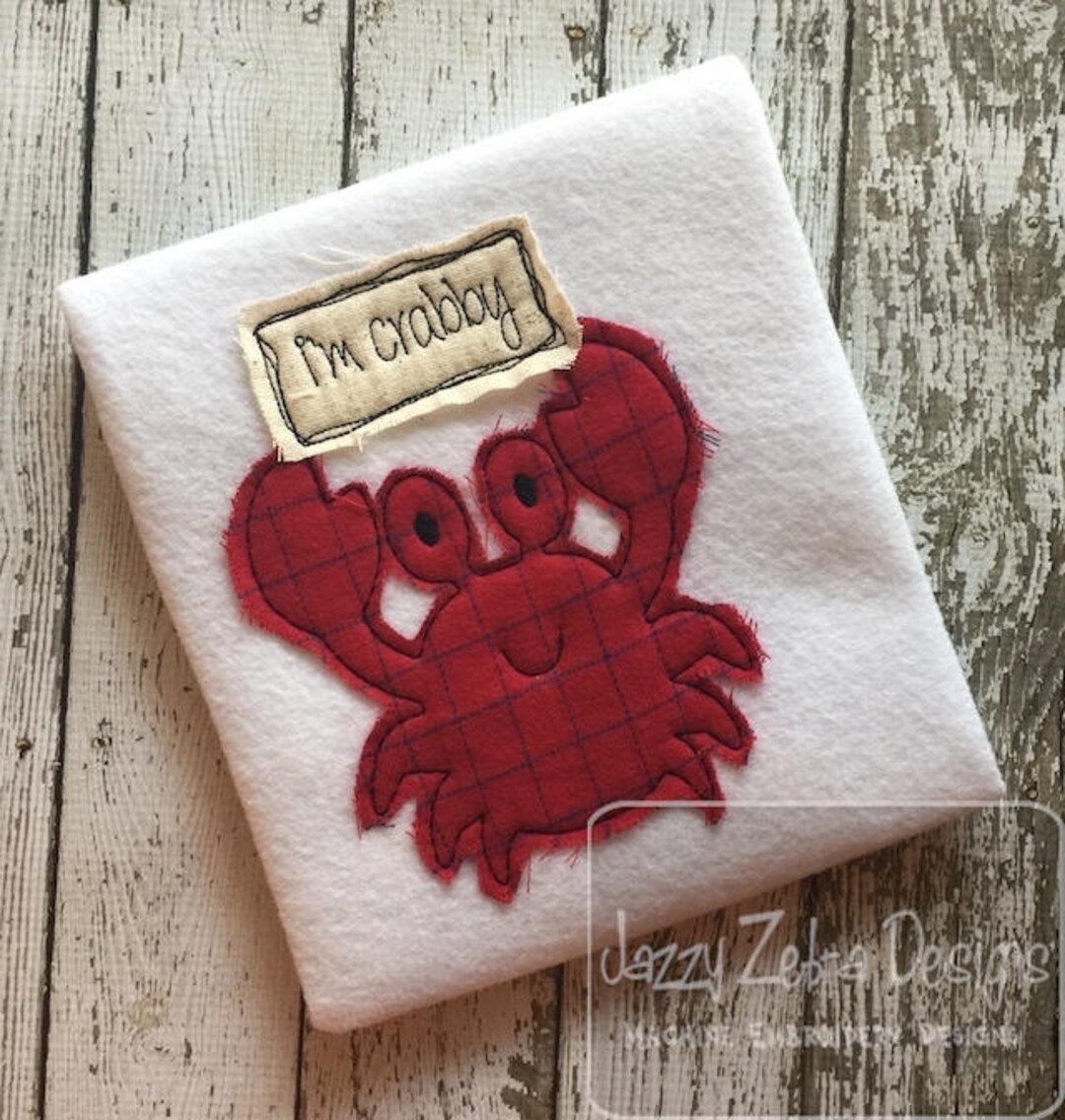 I'm Crabby Saying Crab Shabby Chic Bean Stitch Applique Machine ...