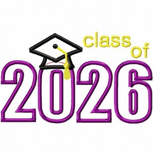 Class of 2026 Graduation Cap Applique Machine Embroidery Design - Etsy