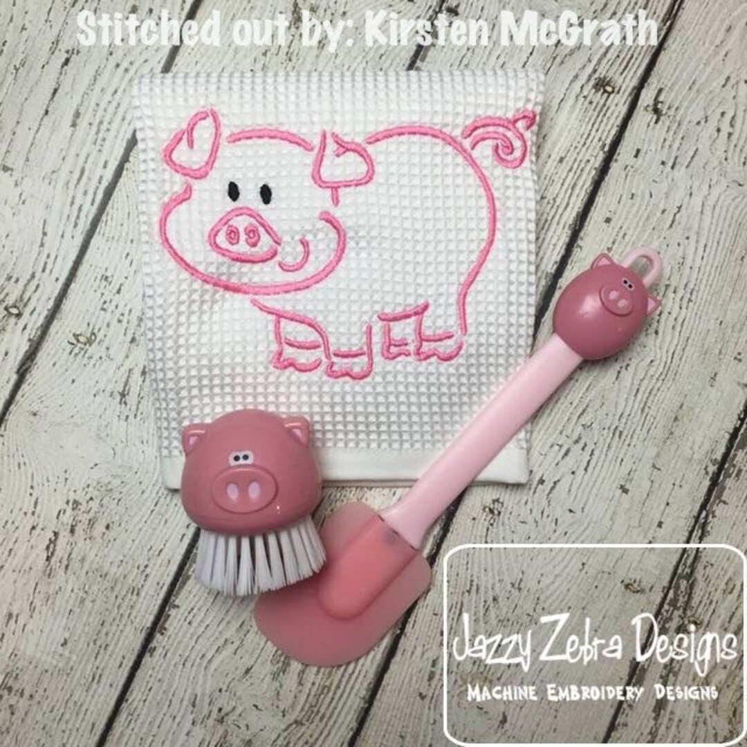 Pig Satin Stitch Machine Embroidery Design - Etsy