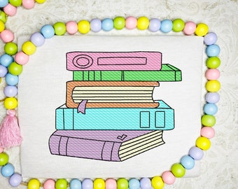 Books Embroidery Design. Back to School Design. First Grade. Mini Book ...