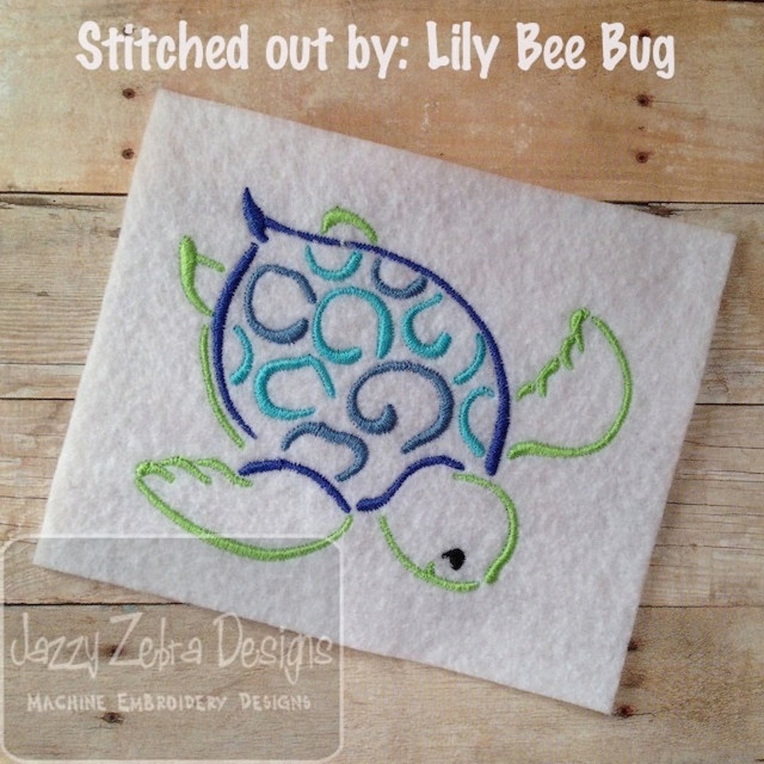 Sea Turtle Satin Stitch Machine Embroidery Design - Etsy