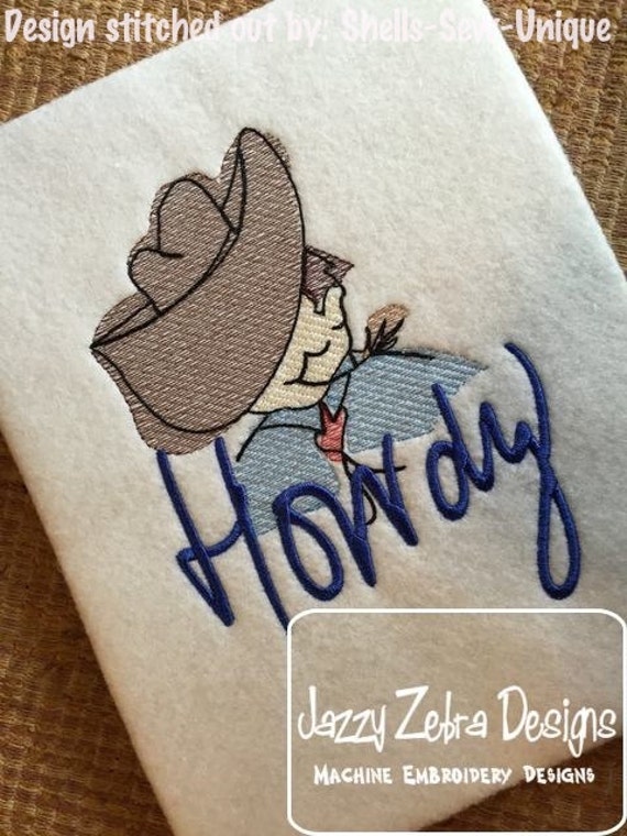 Howdy Cowboy Sketch Machine Embroidery Design - Etsy