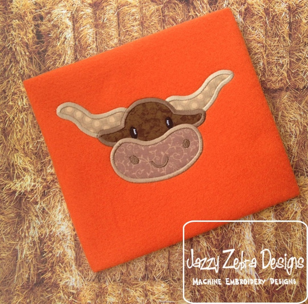 Longhorn Head Appliqué Machine Embroidery Design - Etsy