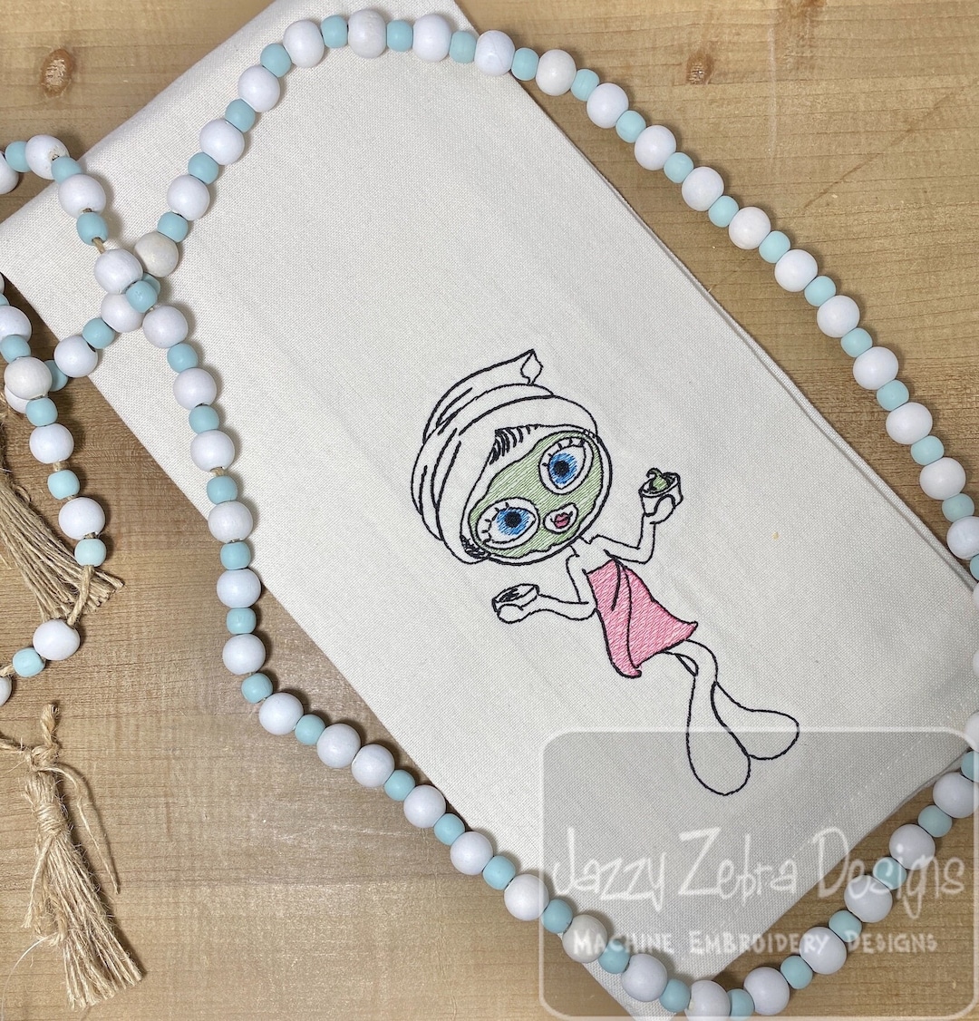 Swirly Girl Spa Day Sketch Machine Embroidery Design - Etsy