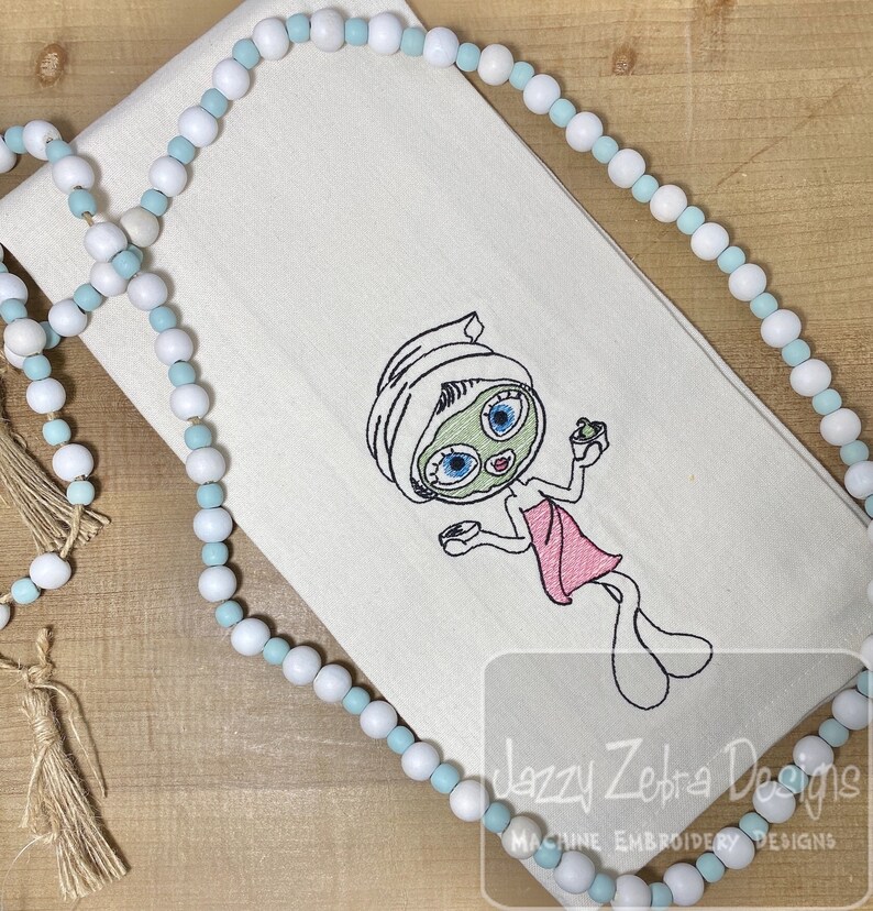 Swirly Girl Spa Day Sketch Machine Embroidery Design | Etsy