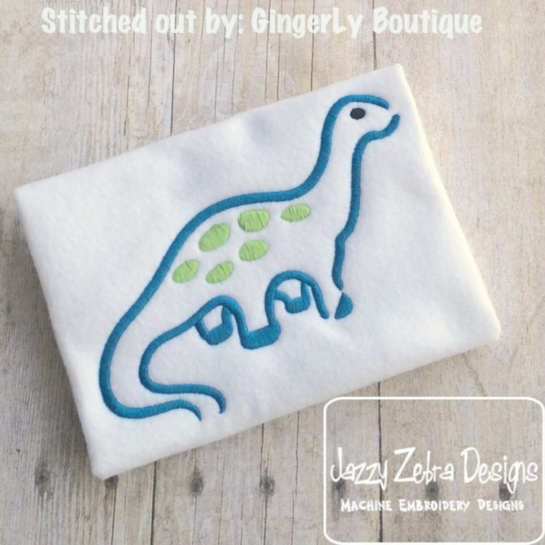 Dinosaur Satin Stitch Machine Embroidery Design - Etsy
