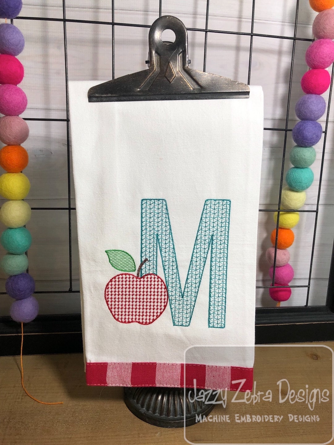 Motif Letters With Apple Font Machine Embroidery Design - Etsy