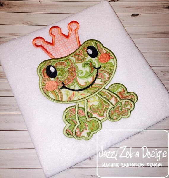 Frog Wearing Crown Appliqué Machine Embroidery Design | Etsy