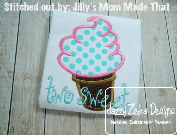 Ice Cream Cone Appliqué Machine Embroidery Design Etsy