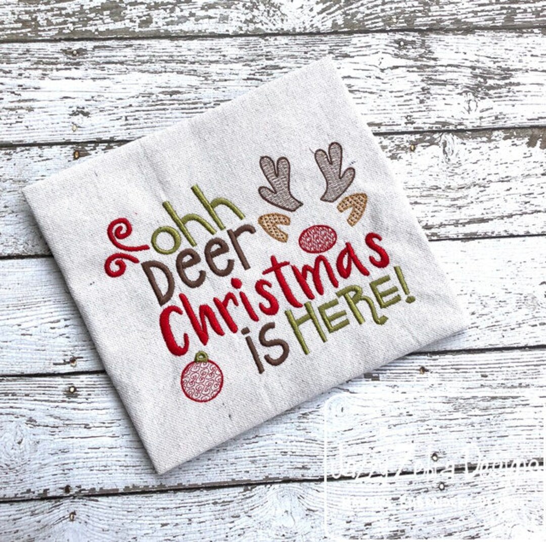 Ohh Deer Christmas is Here Saying Reindeer Sketch Machine Embroidery ...