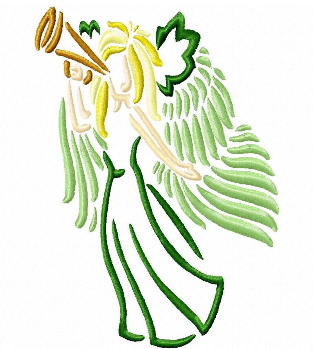 Angel With Trumpet Satin Stitch Machine Embroidery Design - Etsy